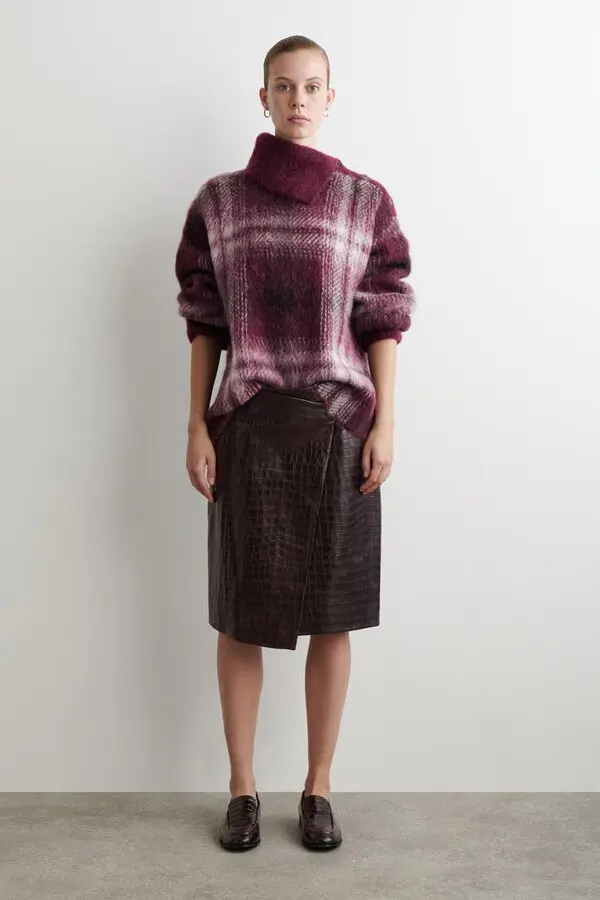 Cos Buttoned Checked Alpaca-blend Sweater