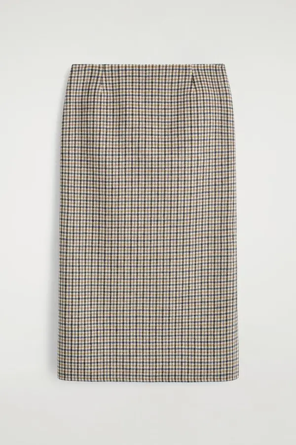 Cos Checked Double-faced Wool Skirt