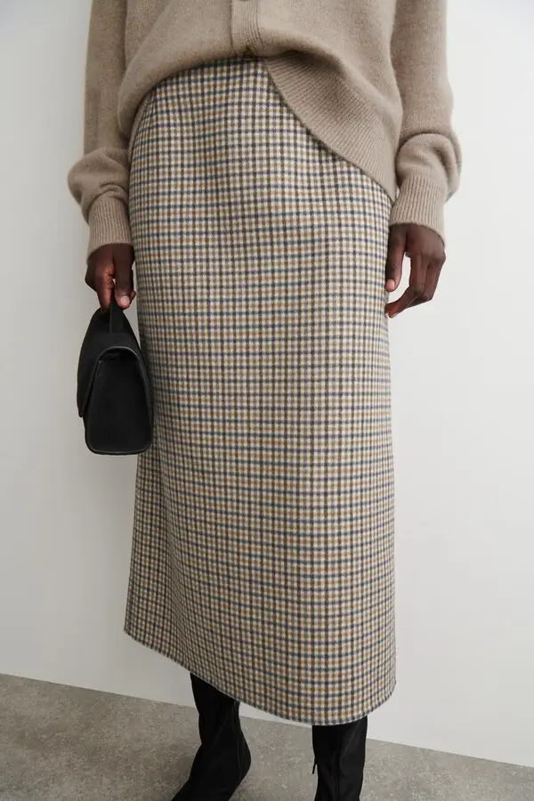Cos Checked Double-faced Wool Skirt