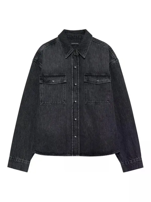 ANINE BING Paxton Double-pocket Denim Shirt - Black
