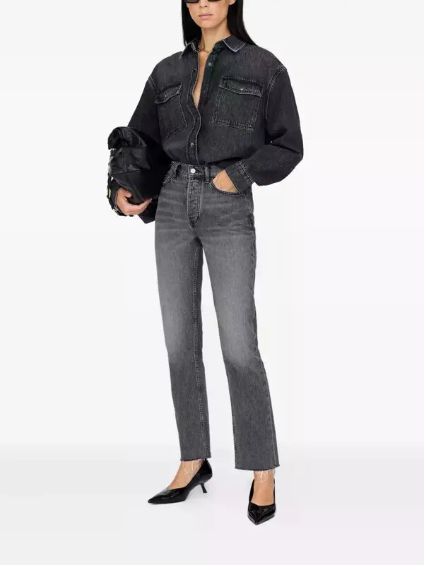 ANINE BING Paxton Double-pocket Denim Shirt - Black