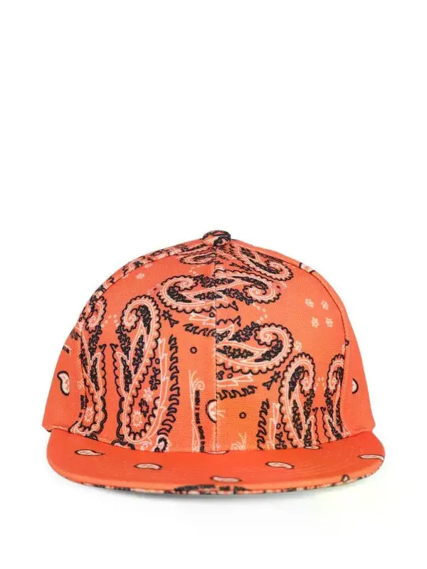 THE WORLD IS YOURS Paisley-print Cotton Baseball Cap - Orange
