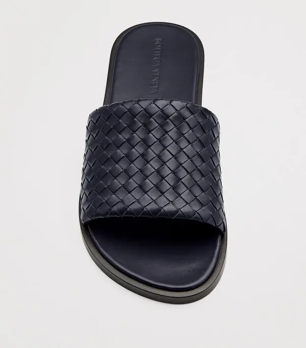 Bottega Veneta Leather Intrecciato Elio Sandals - Blue