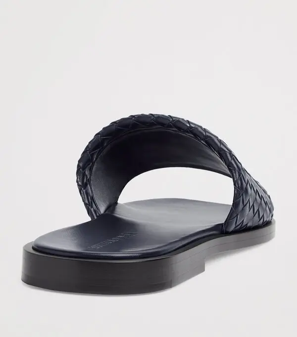 Bottega Veneta Leather Intrecciato Elio Sandals - Blue