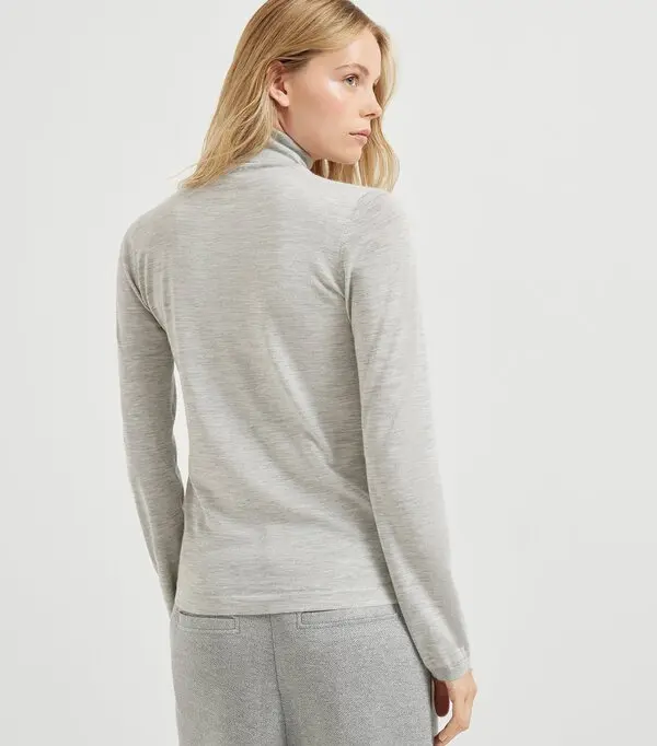 Brunello Cucinelli Cashmere And Silk Rollneck Sweater - Grey