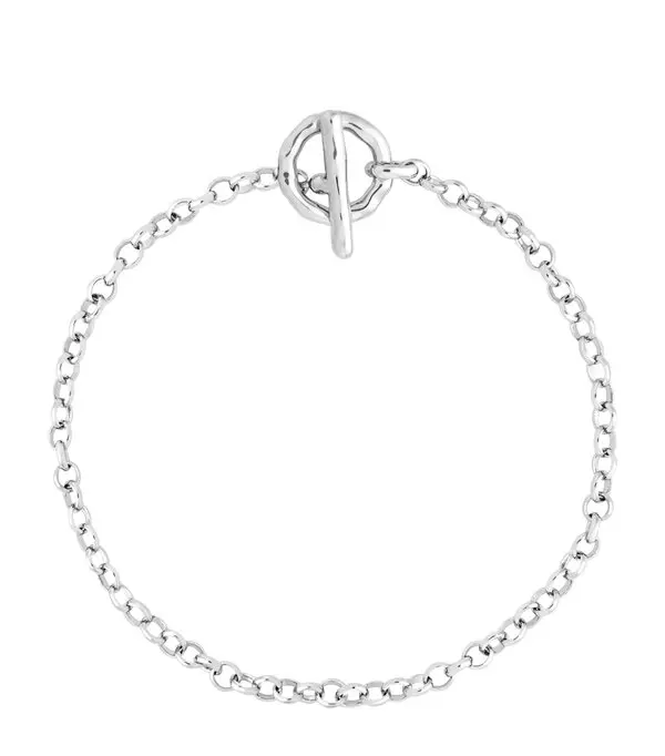ASTRID & MIYU Rhodium-plated T-bar Rolo Chain Bracelet - Silver