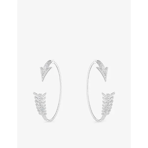 Boucheron Fleche 18ct White-gold 1.83ct Diamond Hoop Earrings - White Gold