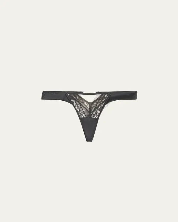 LIVY Batignolles Lace & Silk G-string - Black