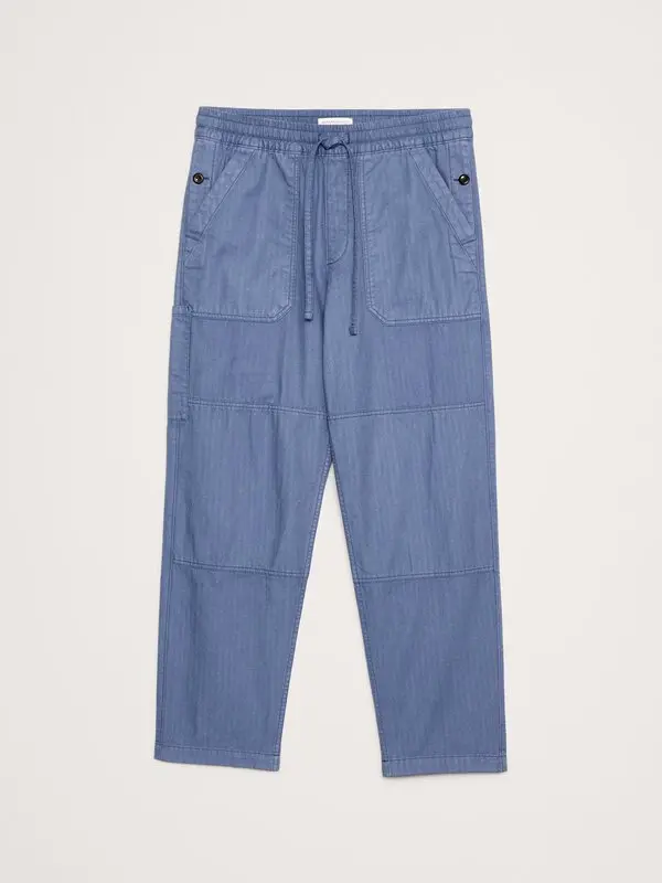 Banana Republic Herringbone Cotton Pull-on Utility Pant - Blue