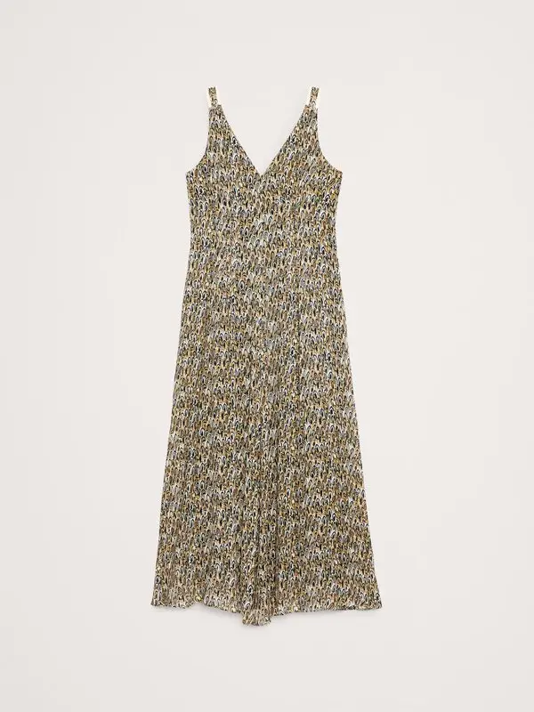 Banana Republic Pintuck Maxi Dress - Green Camo Feathers