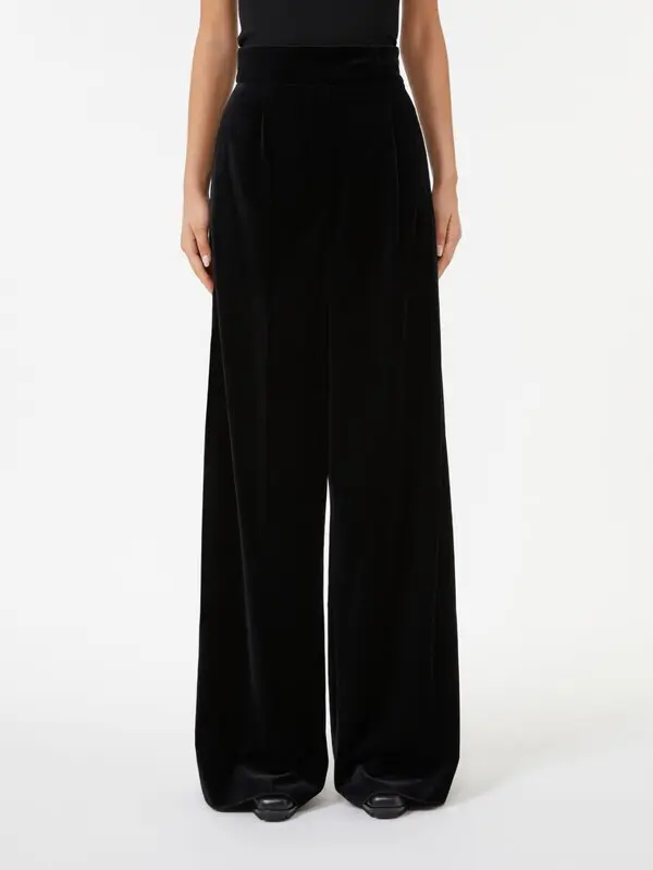 Max Mara Sateen Velvet Wide Leg Trousers