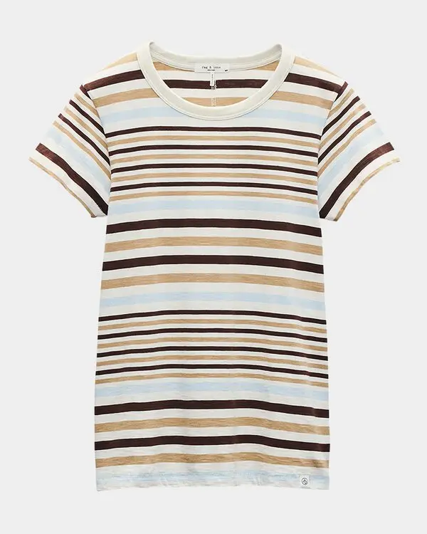 Rag & Bone The Slub Striped Tee - Ivory Mult