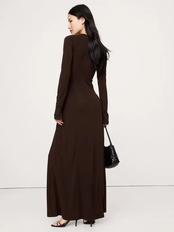 Banana Republic Paneled Knit Maxi Dress - Ganache Brown | Editorialist