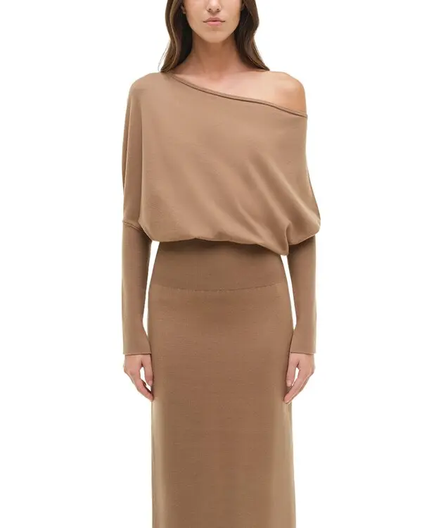 Simkhai Janese Off-the-shoulder Midi Dress - Camel