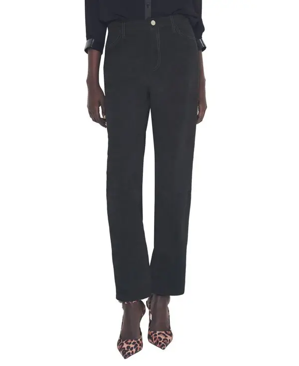 AS By DF Cindy Supersuede Slim Leather Jeans - Black
