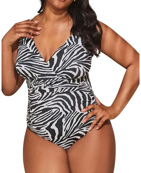 LIVE UNLIMITED Animal Print One Piece Swimsuit - Black