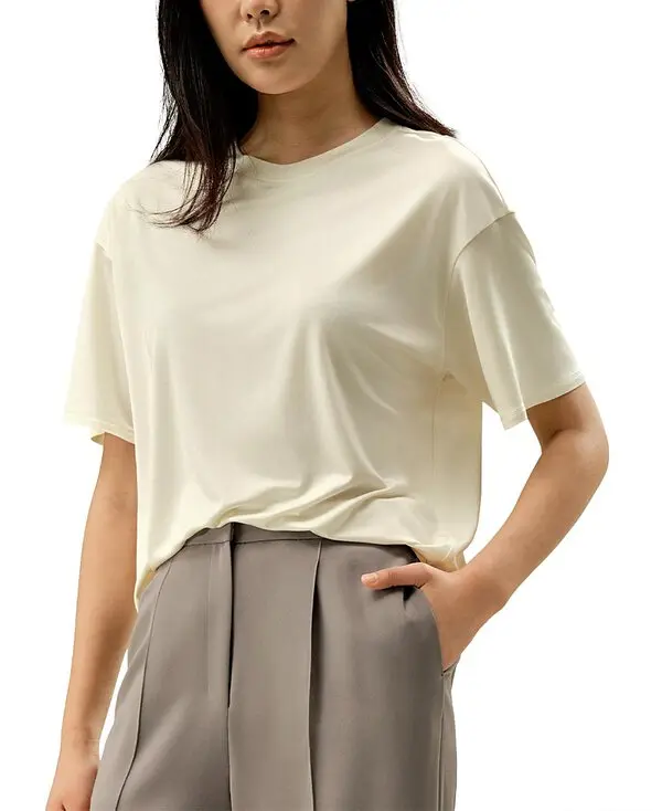 Lilysilk Oversized Silk Jersey Tee - Lily White