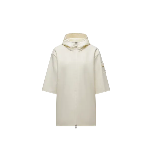 Moncler Wool Hooded Zip-up Cape - White