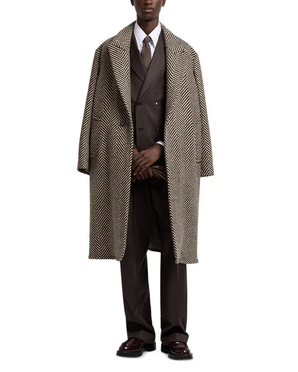 Emporio Armani Oversized Tweed Chevron Coat