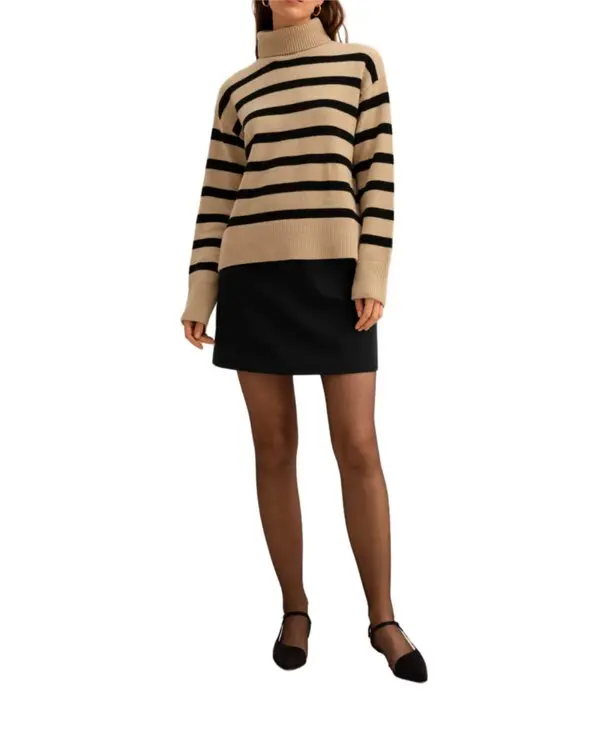 Lilysilk Tarra Stripe Sweater - Blacktoffee Stripes