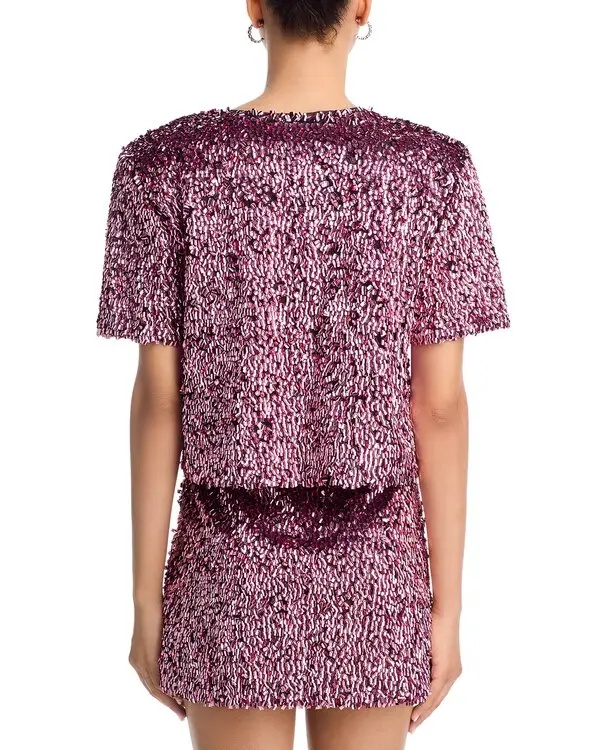 AREA Sequin Tee - Metlic Rose