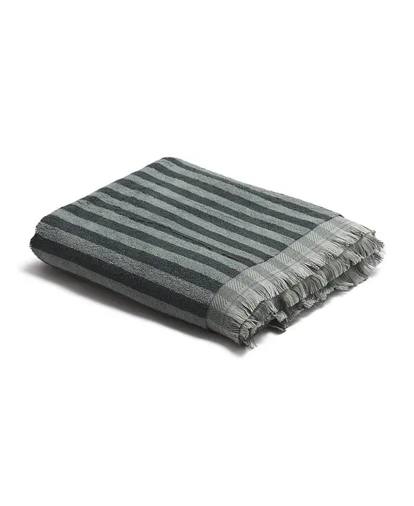 PIGLET IN BED Pembroke Stripe Bath Sheet - Pine Green