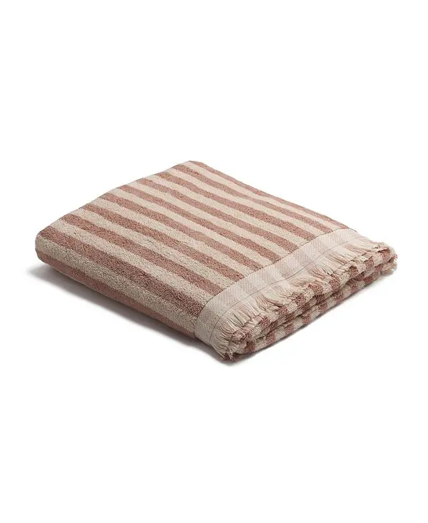 PIGLET IN BED Pembroke Stripe Bath Sheet - Sand Shell