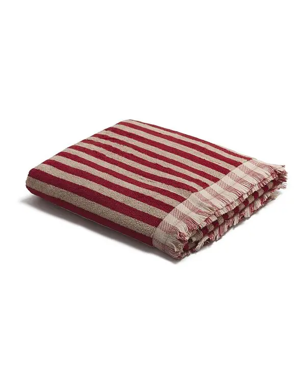 PIGLET IN BED Pembroke Stripe Bath Sheet - Sandstone Red