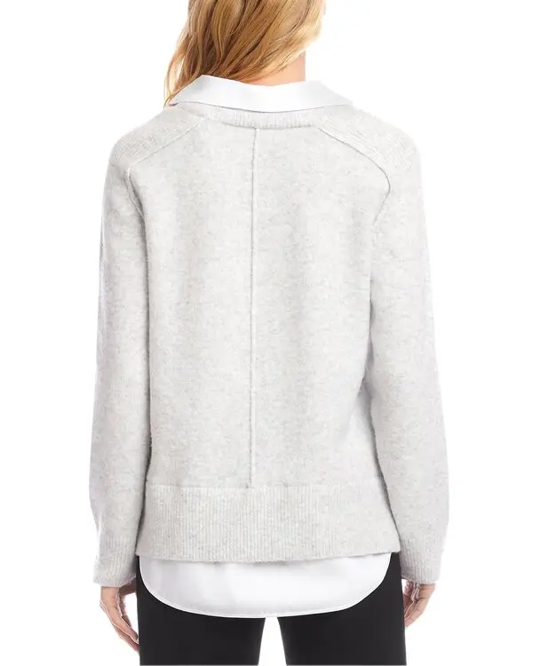 Karen Kane Layered Look Sweater - Light Heather Gray