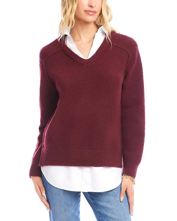 Karen Kane Layered Look Sweater - Wine