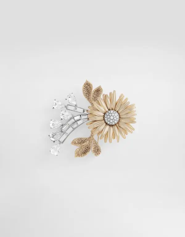 Dolce & Gabbana Flower Brooch With Rhinestones - Multicolor