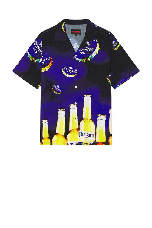 PLEASURES Cerveza Camp Shirt - Blue