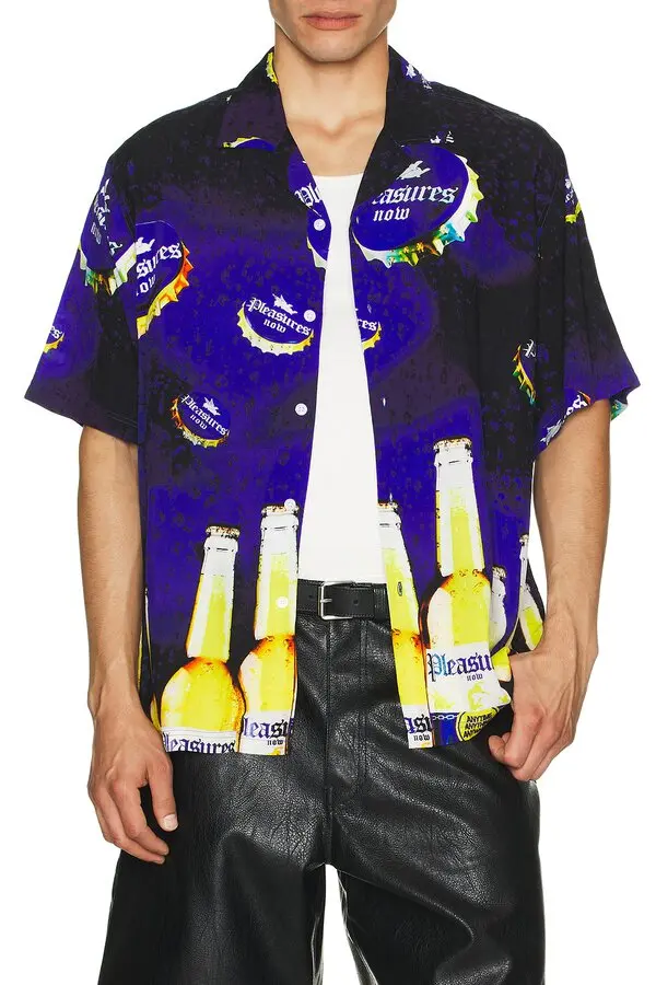 PLEASURES Cerveza Camp Shirt - Blue
