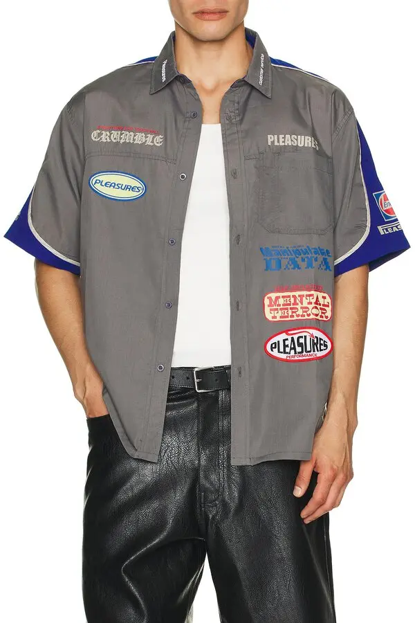 PLEASURES Terror Button Up Shirt - Grey