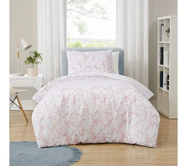 TRULY SOFT Printed Bow 2 Piece Twin Xl Comforte R Set - One-color