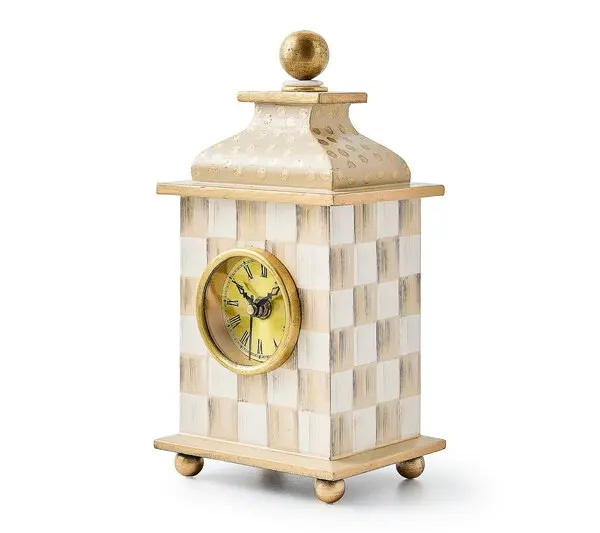 MACKENZIE-CHILDS Mocha Check Desk Clock