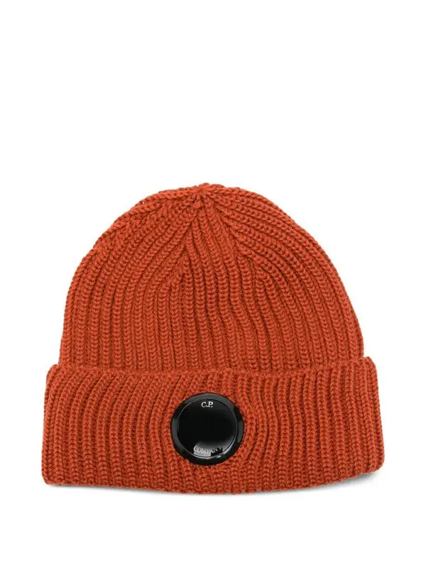 C.P. COMPANY Knit Cap In Extrafine Merino Wool - Brown