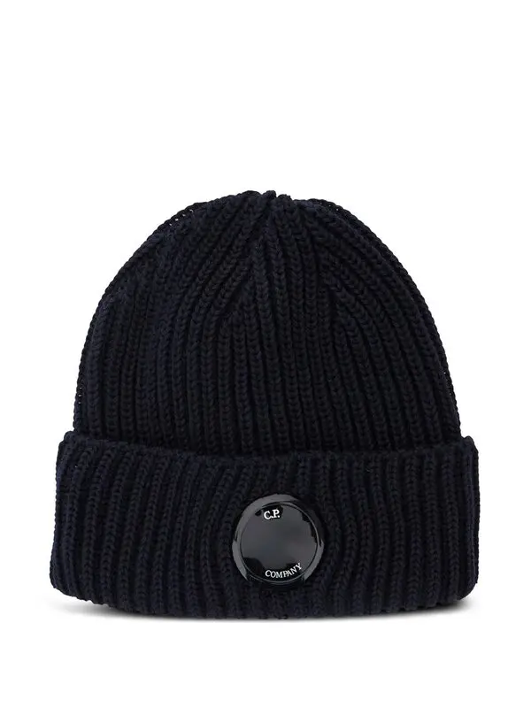 C.P. COMPANY Knit Cap In Extrafine Merino Wool - Blue