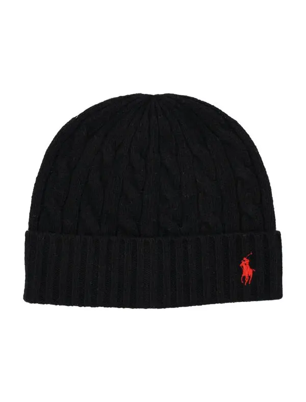 Ralph Lauren Wool-blend Cable-knit Beanie - Black