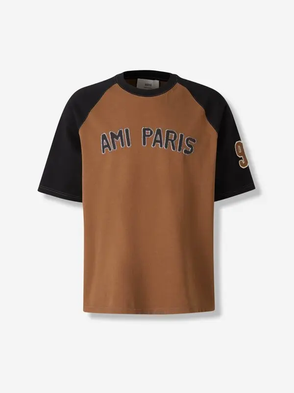 Ami T-shirt With Embroidered Logo - Brown