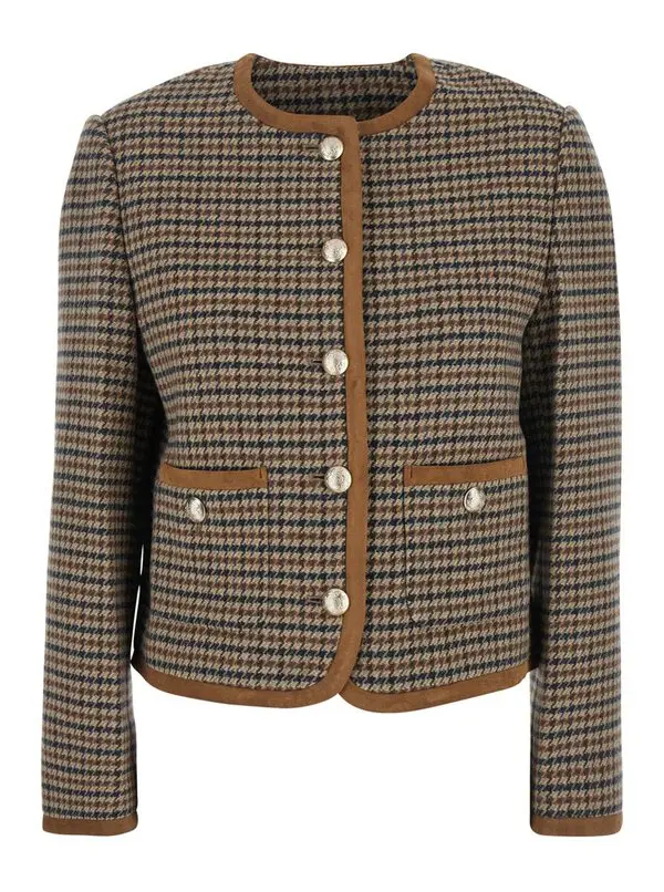 DUNST Tweed Jacket With Front Pockets - Beige
