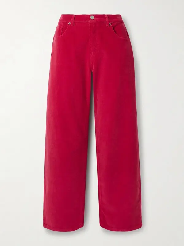 LA LIGNE Marilyn Cotton-blend Corduroy Wide-leg Pants - Red