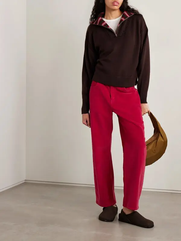 LA LIGNE Marilyn Cotton-blend Corduroy Wide-leg Pants - Red