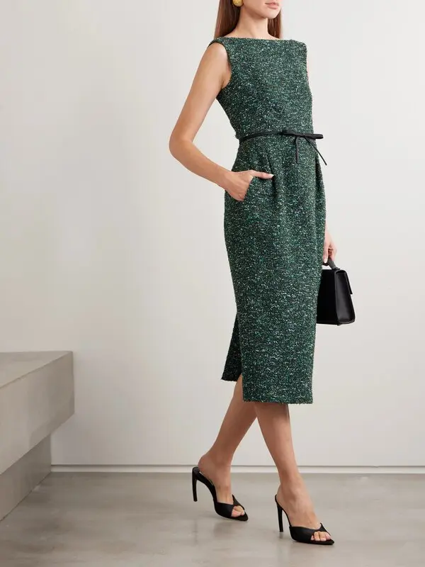 slim fit dress slacks Mirri Bouclé Halterneck Maxi Dress in Mint main image 0