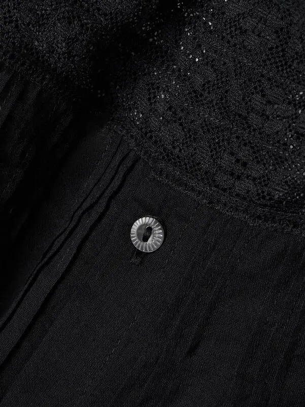 DÔEN Lilibet Lace-trimmed Pintucked Organic Cotton-voile Top - Black