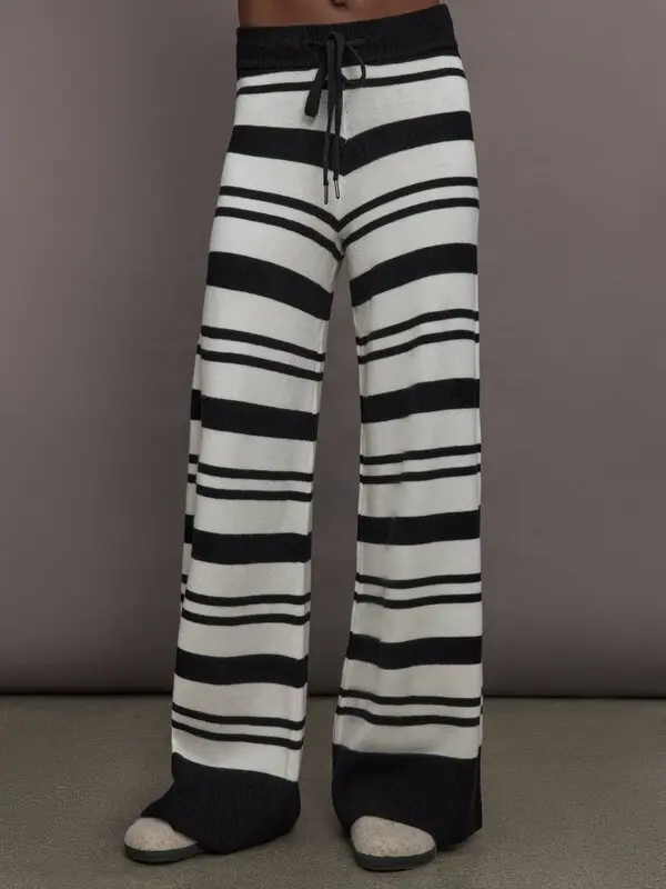 Carbon38 Striped Sweater Pant - Black/cream