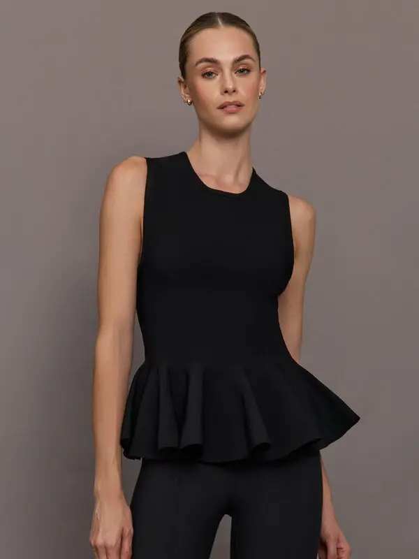 Carbon38 Peplum Sweater Tank - Black