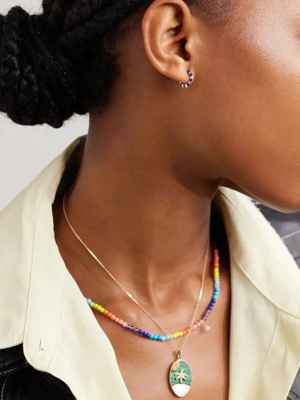 Yvonne Léon 9-karat Gold Enamel Hoop Earrings