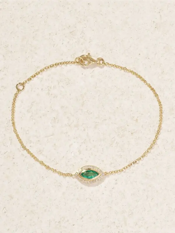 Shay Evil Eye Emerald And Diamond Bracelet - Gold