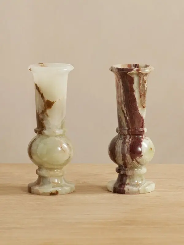 Jia Jia Set Of Two Onyx Vases - Green